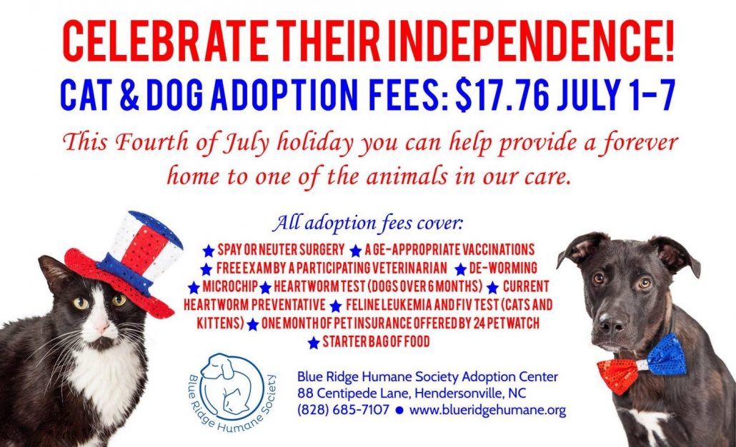 Celebrate Their Independence! - Blue Ridge Humane Society