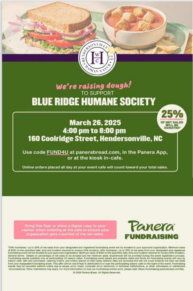 'Raise That Dough' for BRHS at Panera Bread - Blue Ridge Humane Society